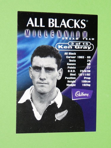 CADBURY CARD MILLENIUM DREAM TEAM 1998 RUGBY NEW ZEALAND ALL BLACKS #3 ...