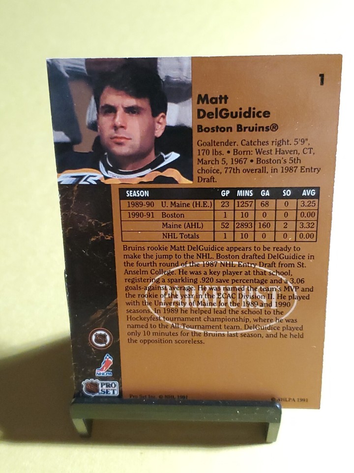 1991-92 Parkhurst Matt DelGuidice Rookie Boston Bruins #1 | eBay