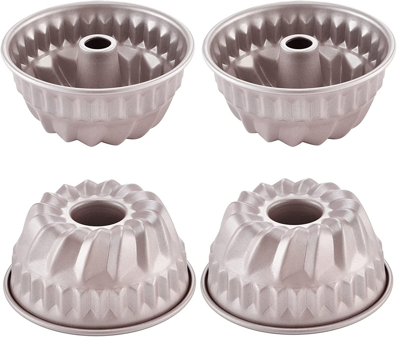 4Pcs Nonstick Bundt Cake Pan Mini Tube Pans Baking Kugelhopf Bread ...