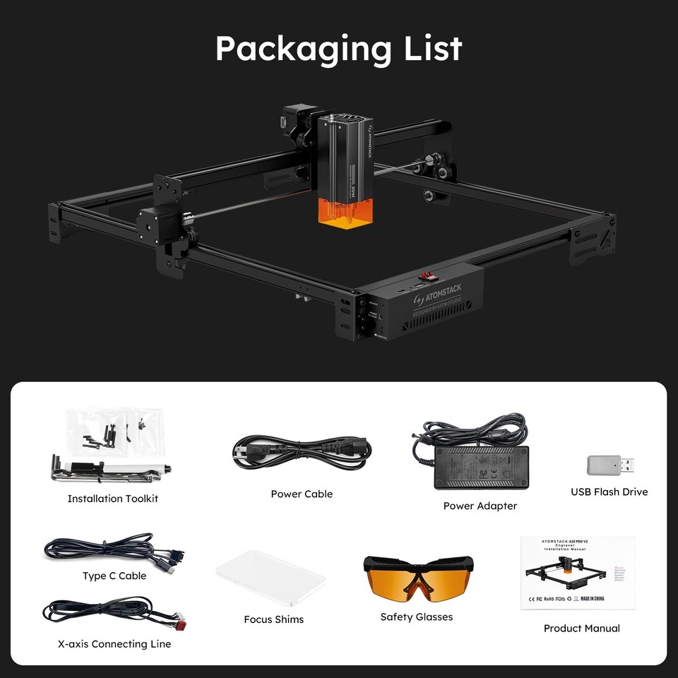ATOMSTACK 20W Laser Engraver, A20 PRO V2 Laser Cutter, for Personalized ...