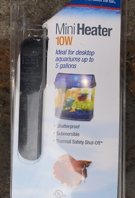 Aqueon Mini Fish Tank Heater 10 Watts Black Thermal Safety Shut Used A ...