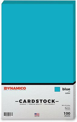 Blue Bright Color Cardstock, 65lb Cover (176GSM), 8.5 x 14, 100 Sheets ...