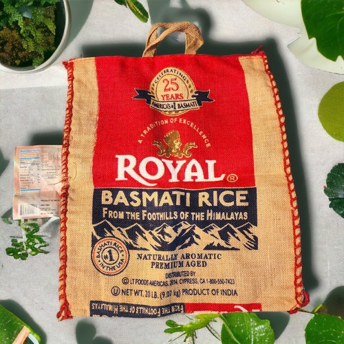 Vintage Royal Basmati Rice Burlap Tote BAG w/ Handles & Zipper 18x14 ...