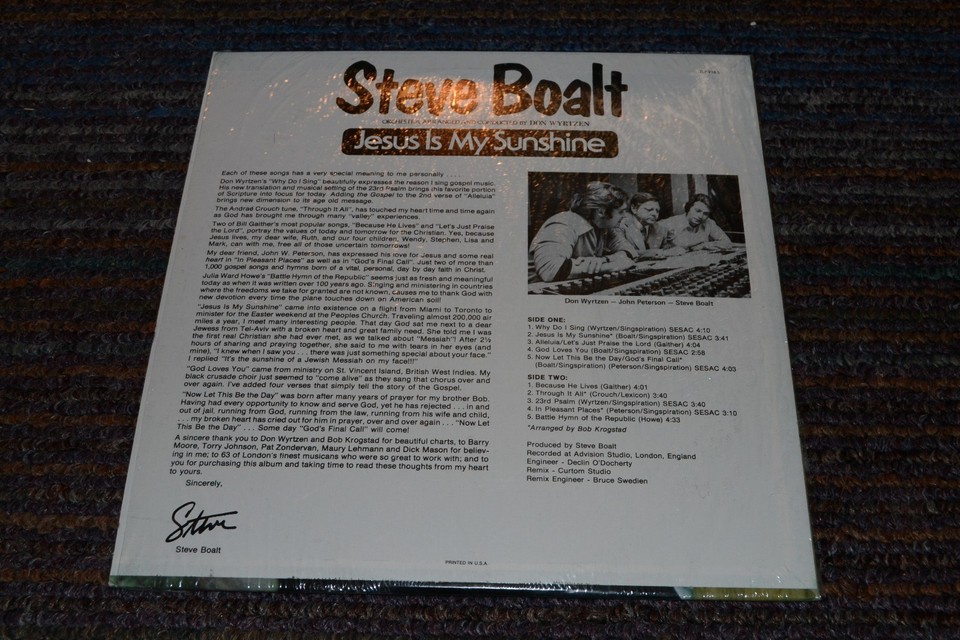 Steve Boalt - Jesus Is My Sunshine - Don Wyrtzen - Private Press Xian ...