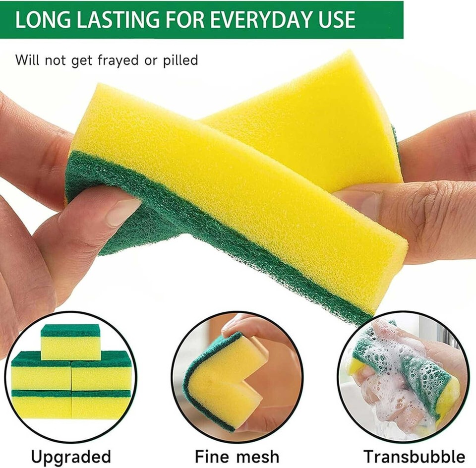 32 Pack Scrub Scrubbing Sponges Kitchen Cleaning Non-Scratch Stove Dish ...