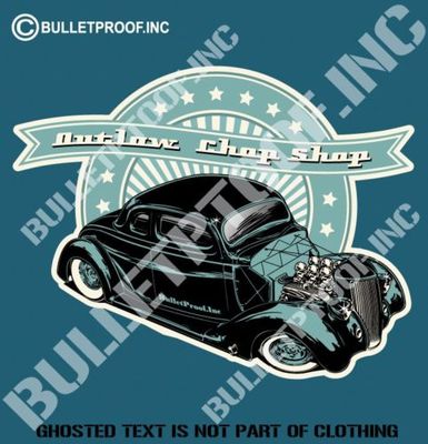 OUTLAW CHOP SHOP Decal Sticker Americana Car Rat Rod Hot Rod Mancave ...