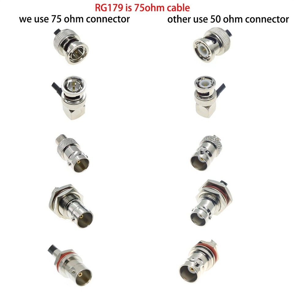 RG179 Cable BNC Male to BNC Female Connector 75ohm Video RF Coaxial ...