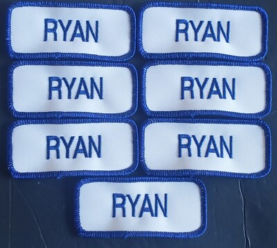 BRAND NEW (7) RYAN CUSTOM NAME BADGE UNIFORM IRON ON SLEEVE CREST PATCH ...