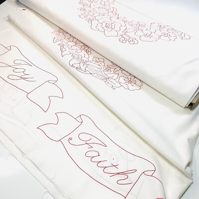 Redwork Romance Fabric Panels by Alex Anderson P&B 100% Cotton 35”L x ...