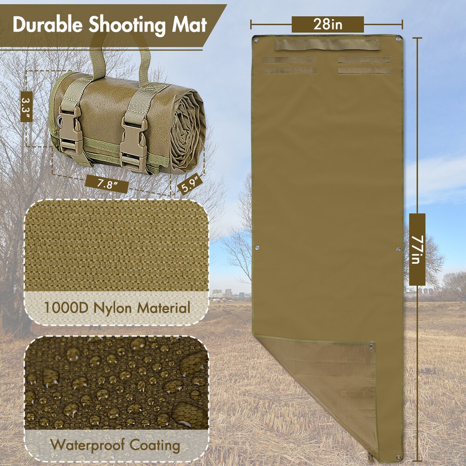 Portable Shooting Mat Large Tactical Prone Pad Roll Up Waterproof ...