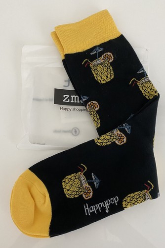 Zmart Novelty Mens Socks Pineapples Black & Yellow NWT | eBay