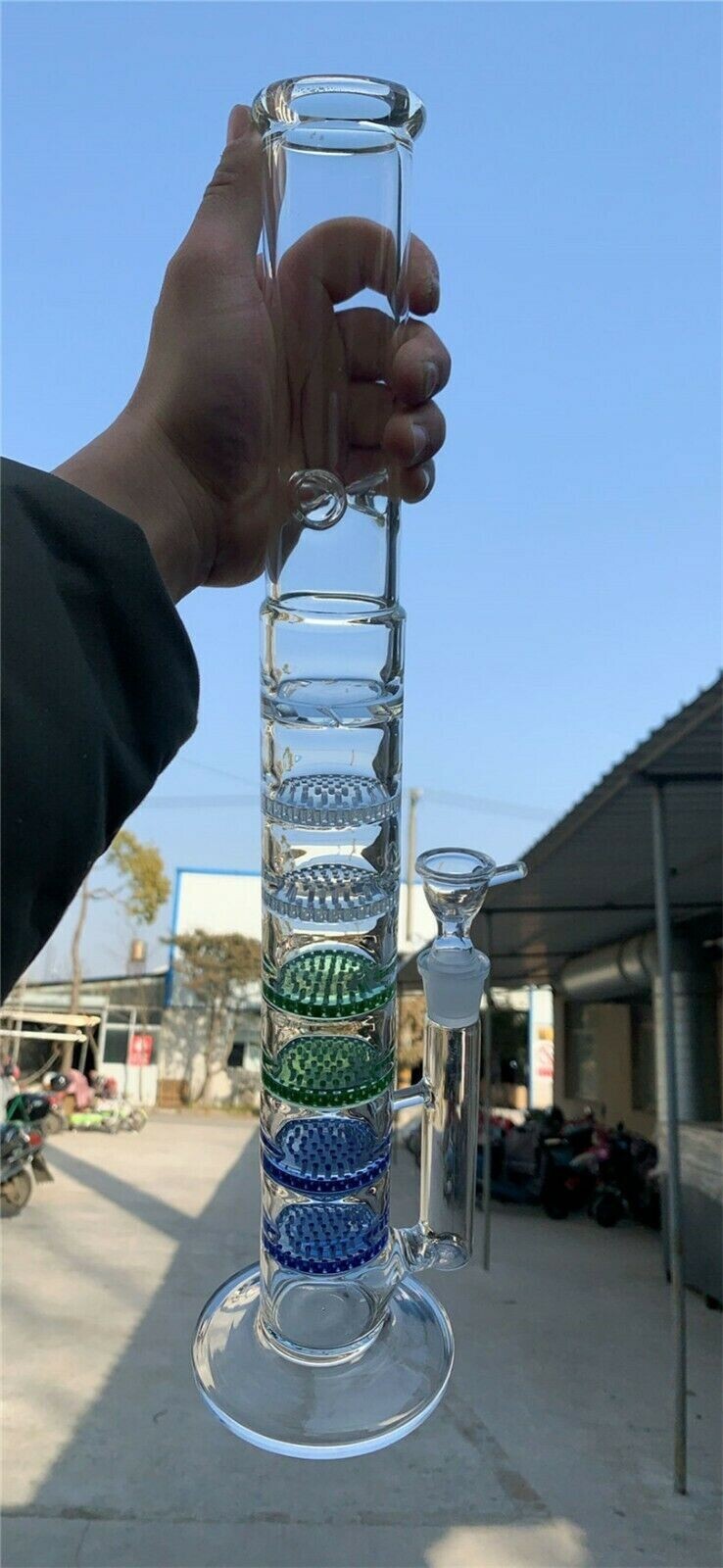 RORA 16.5" Honeycomb Tube Glass Bongs Heavy Smoking Water Pipes Perc ...