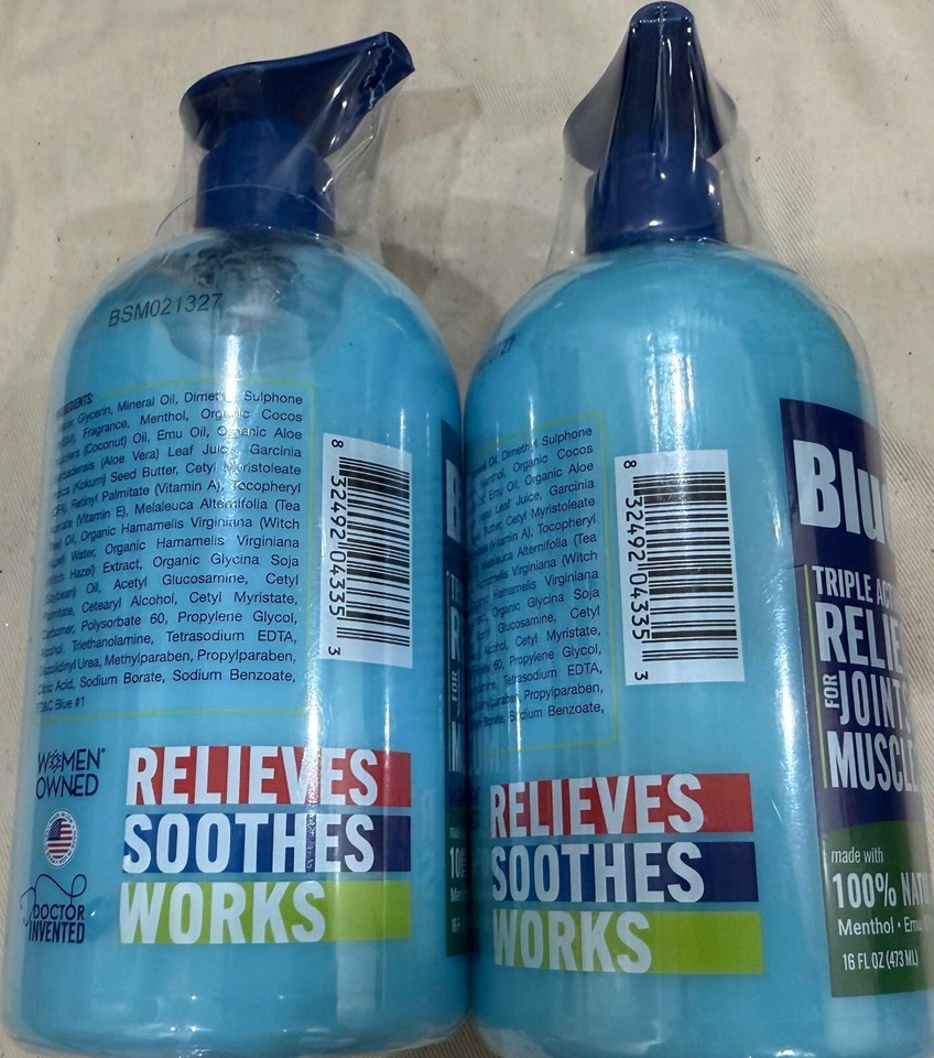 2X Blue Stop Max Muscle & Joint Relief Gel for Body Aches 16 fl. oz New ...