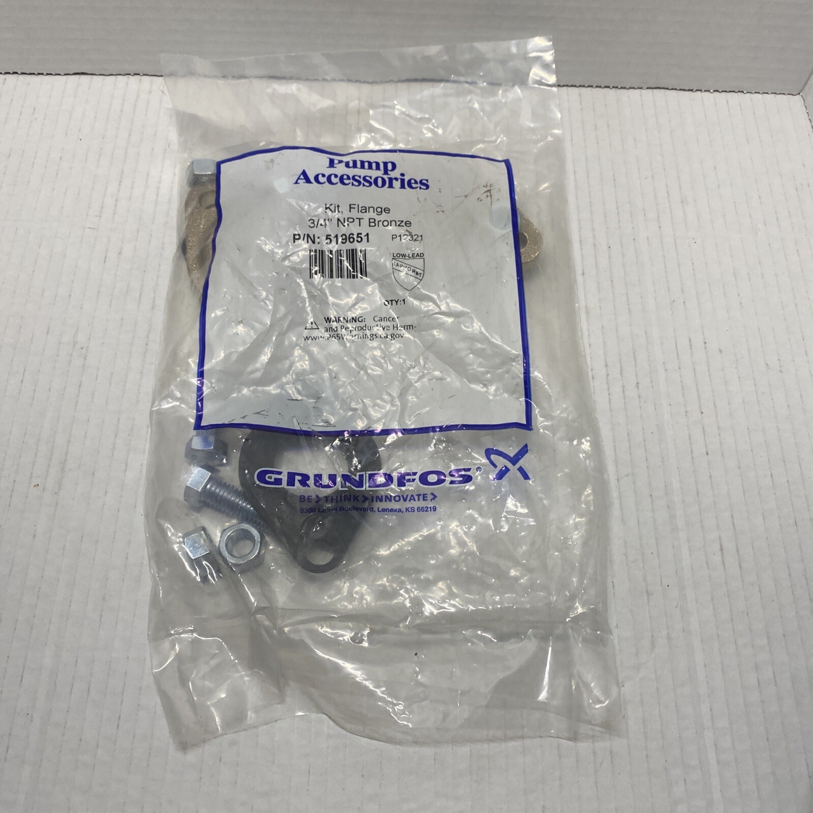 Grundfos 519651 Bronze Threaded Pump Flange Set With Gaskets 3/4-in NPT ...