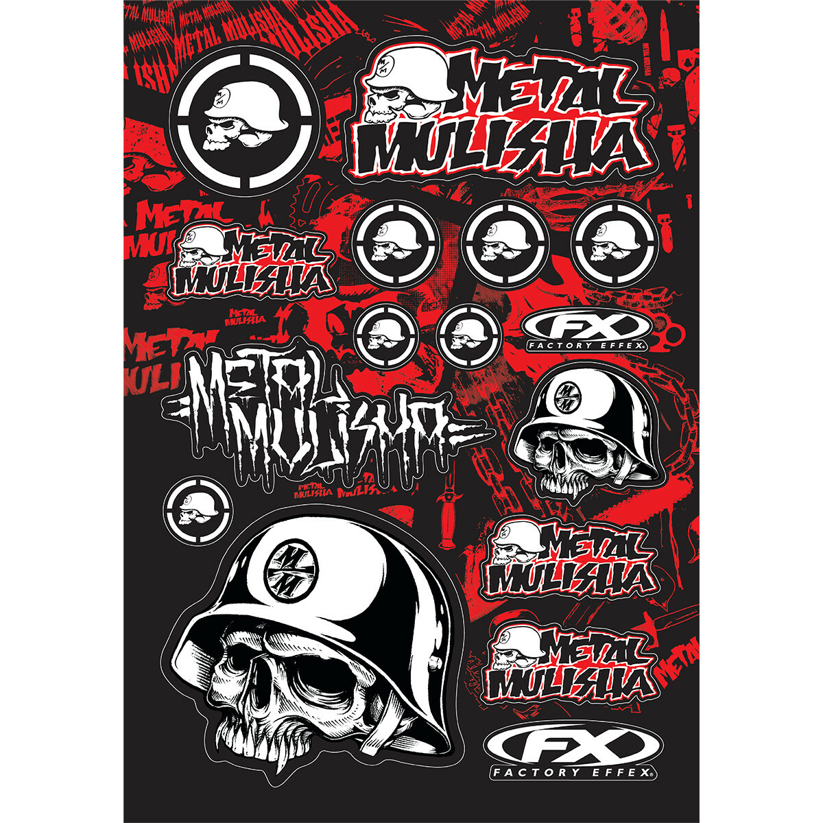 4320-1191 Decal Sticker Set Metal Mulisha Dekor Kit Iron Cross Skull ...