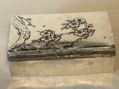 Antique Japanese Cherry Blossom Pure Silver Victorian Cigarette Box | eBay