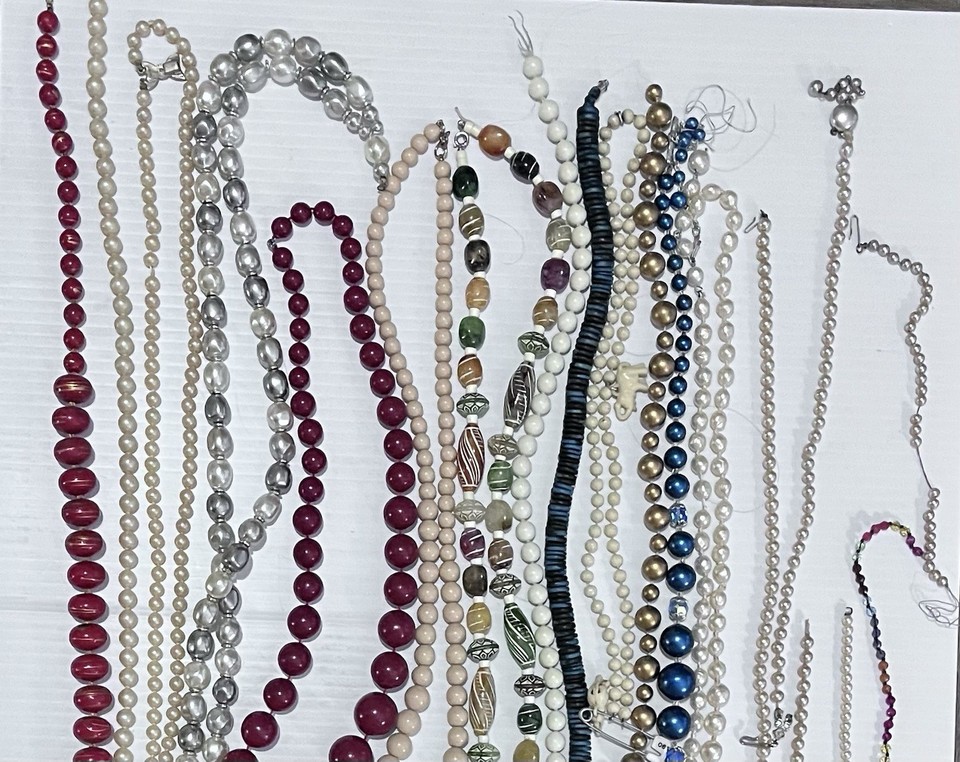 20 Strands Mostly Necklaces A Few Small Strands 1.7 Ibs for Crafting ...