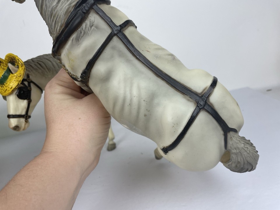 Pair 60s Vintage Breyer Horse Old Timer Alabaster w/ Yellow Hat Green ...