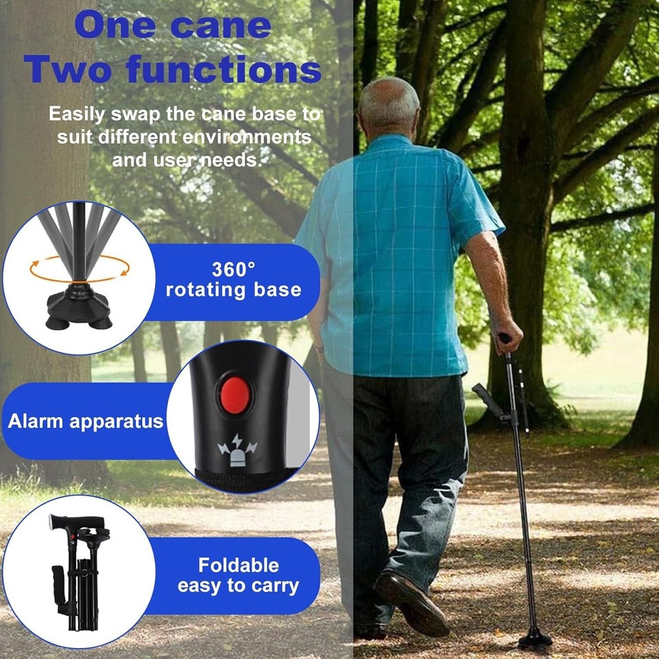Cane Hero Walking Cane, Ready Walker with Light and Alarm, black | eBay