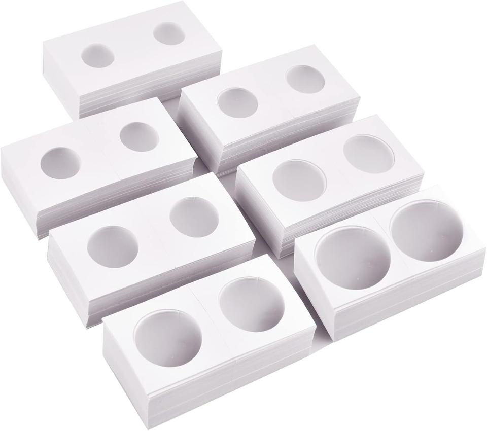 350Pcs Coin Holders Cardboard Coins Flips 2X2, 7 Sizes Collection ...