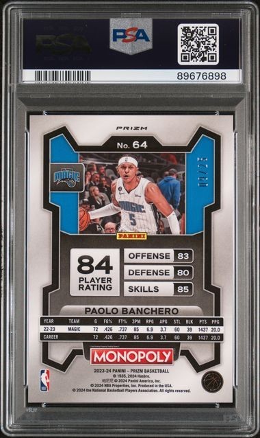 2023 PANINI PRIZM MONOPOLY QUESTION MARK PAOLO BANCHERO 09/25 PSA 10 | eBay