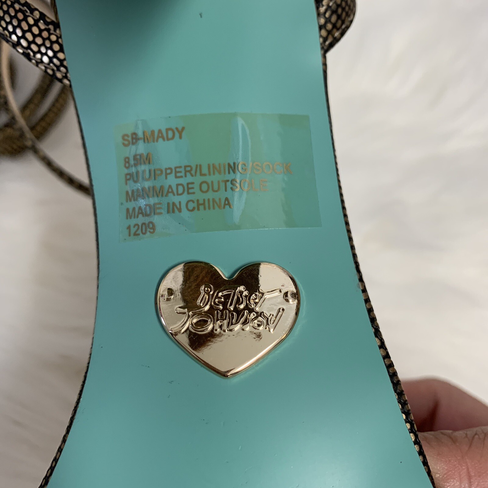 BETSEY JOHNSON Mady Strap Peep Toe Gold Womens Metallic Heels New Size ...