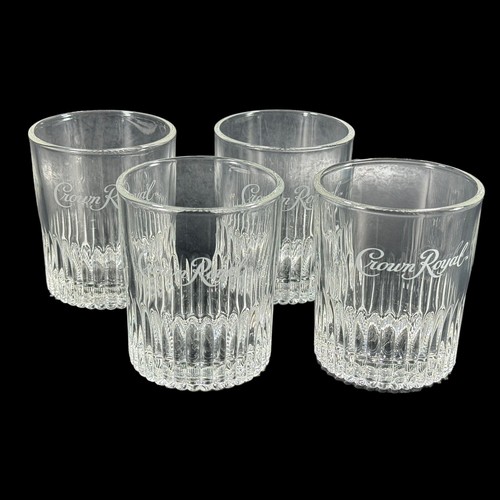 4ct Vintage CROWN ROYAL Whiskey Glass Embossed Bottom Fancy Etched ...
