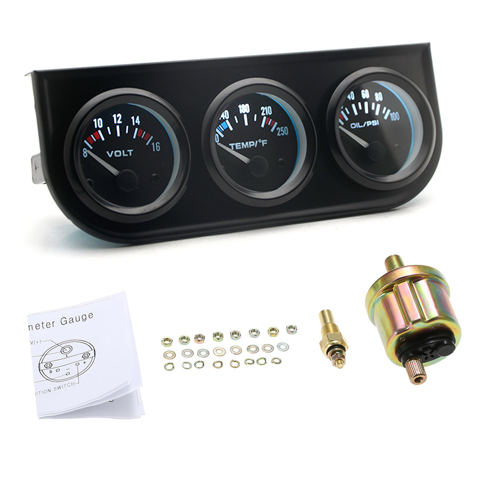 3 in 1 Car Meter Auto Gauge Voltmeter Gauge and Oil Press Gauge 52mm ...
