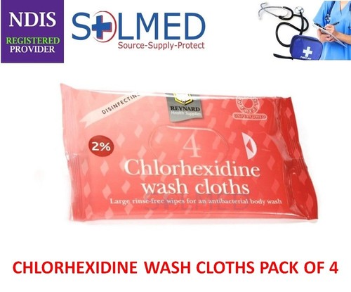 4 PACKS WASH CLOTHS LARGE 2% CHLORHEXIDINE ANTIBACTERIAL BODY WASH ...