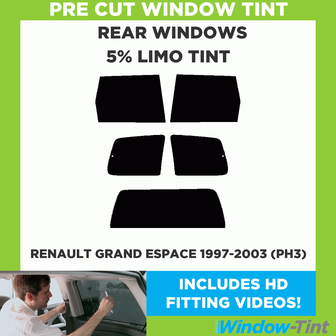 Pre Cut Window Tint for Renault Grand Espace 1997-03 (PH3) 5% Limo ...