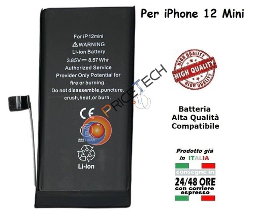 BATTERIA DI RICAMBIO PILA PER APPLE IPHONE 12 mini CAPACITA' da 2227mAh ...