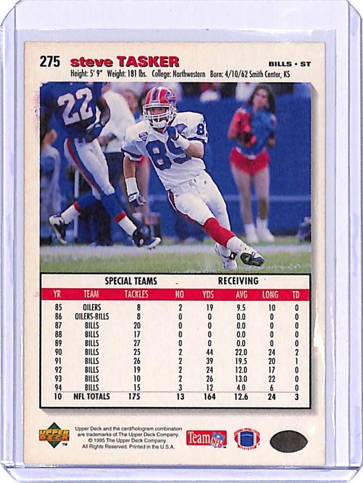 1995 Collector's Choice Player's Club #275 Steve Tasker Football Card ...