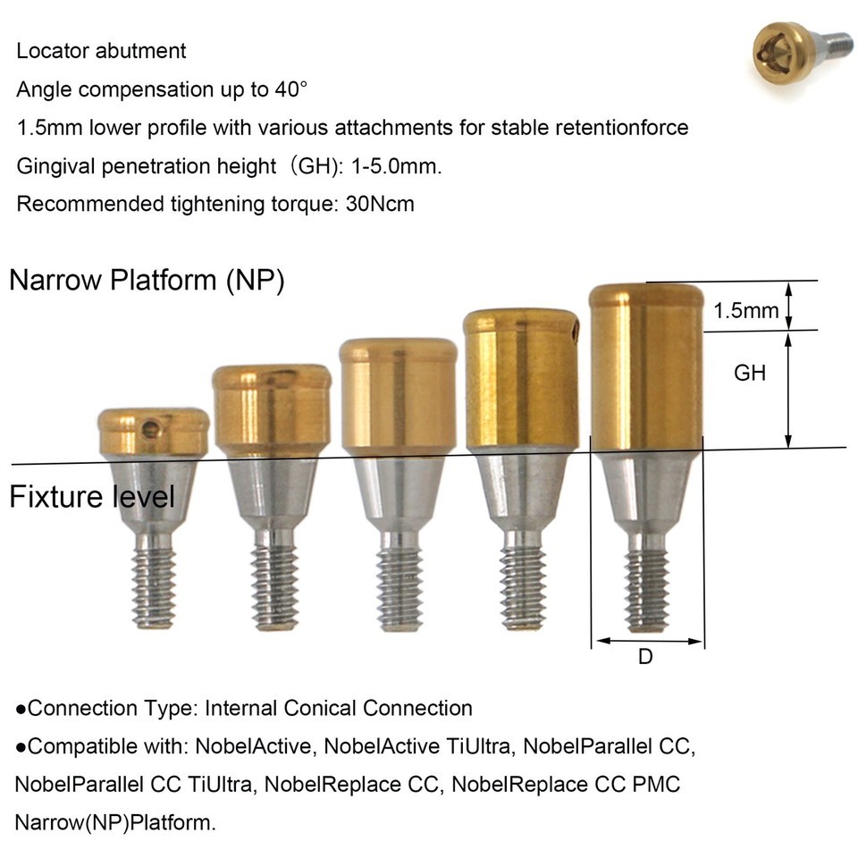 US Ti Overdenture Locator Abutment ZEST Dental abutment Fits All ...
