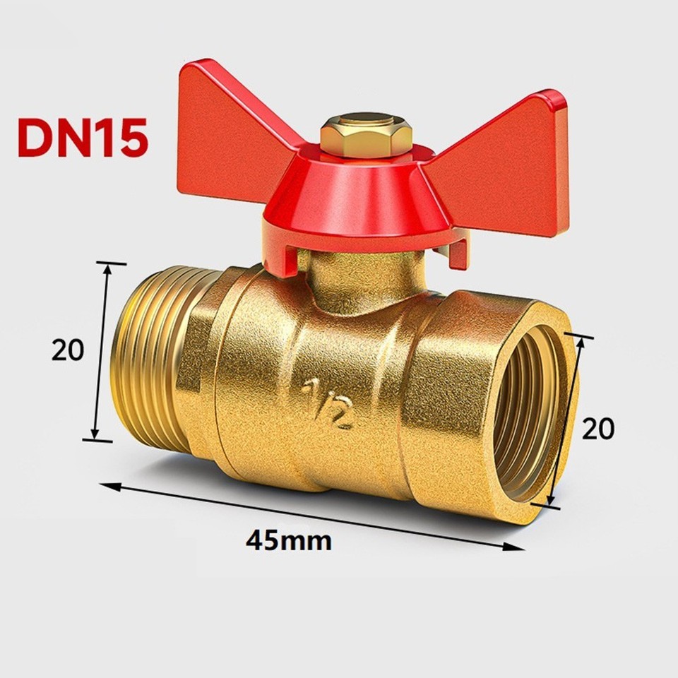 Brass Ball Valve 1 2 Inch with Red Wing Handle for Car Wash For Water ...