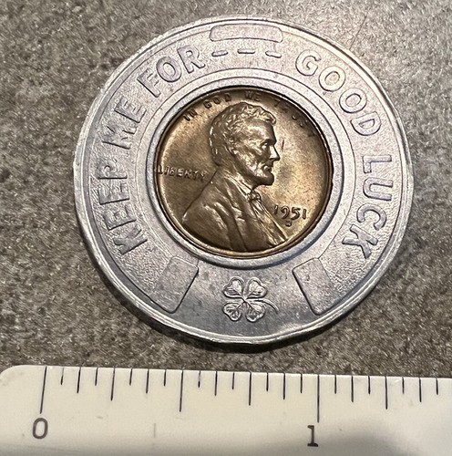 Vintage 1951 Vit-A-Way Livestock Advertising Encased Penny Good Luck ...