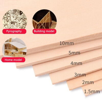 5PC Multi Size Basswood Wood Sheets ply Plate Board Woodworking Timber ...