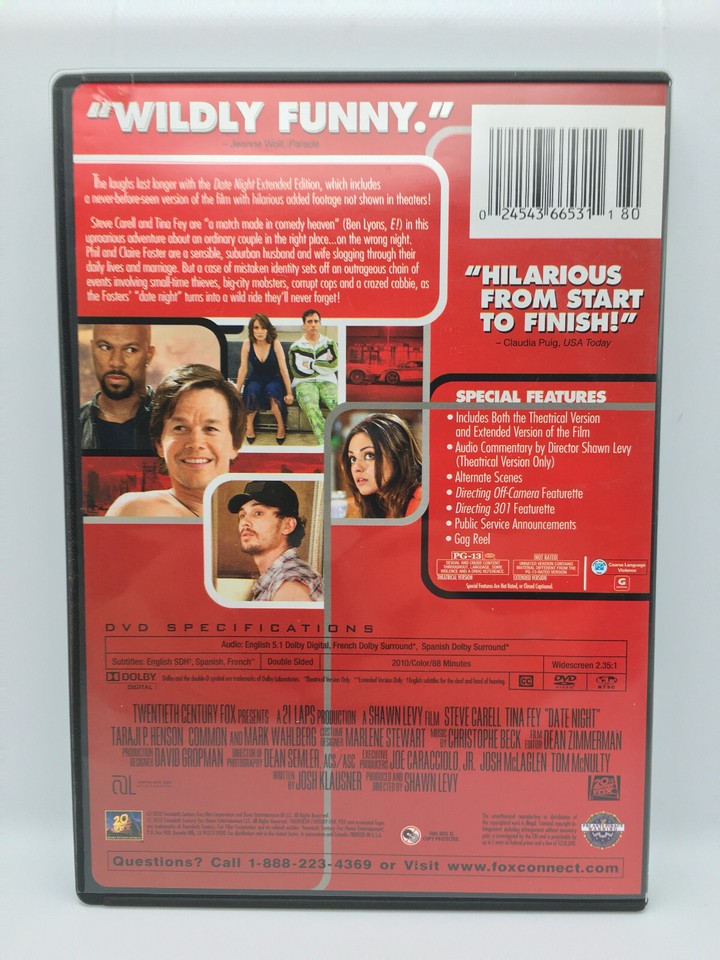 Date Night ( Extended Edition, DVD 2010) Steve Carell, Tina Fey ...