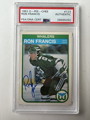 1982-83 O-PEE-CHEE OPC #123 RON FRANCIS autographed PSA Whalers ...