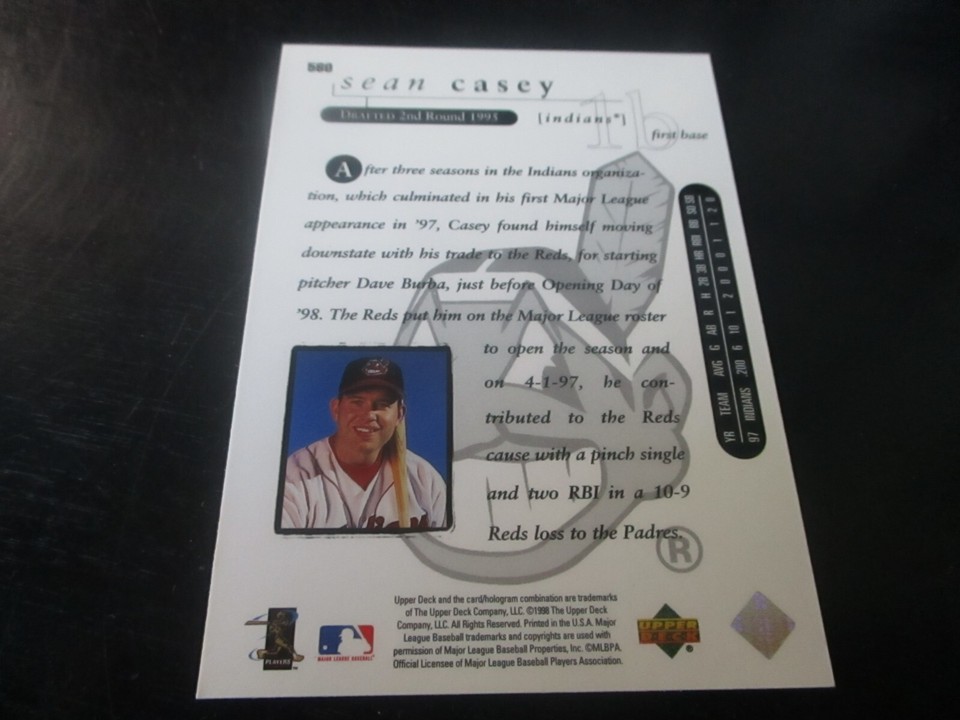 SEAN CASEY (cleveland indians) 1998 upper deck STAR ROOKIE CARD #560 ...
