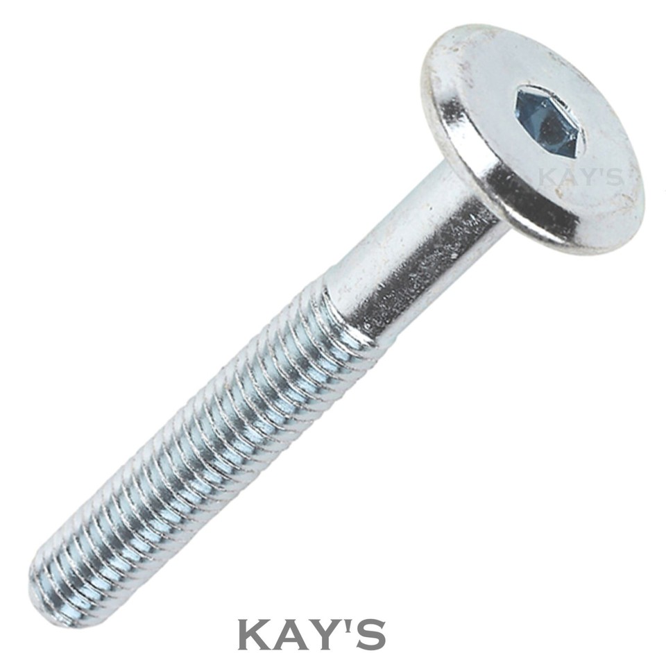 M6 FURNITURE CONNECTOR BOLTS & CAP NUTS FLAT HEAD ALLEN KEY SCREWS ZINC ...