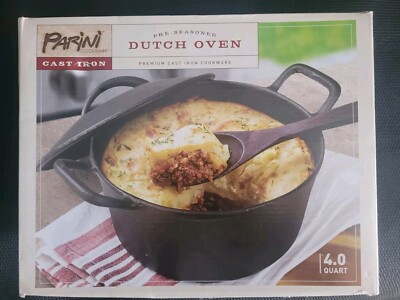 Parini Premium Cast Iron Cookware Pre-Seasoned Dutch Oven 4.0 quart | eBay