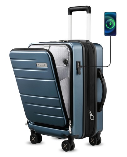 LUGGEX Handgepäck Koffer Hartschale aus PC - Reisekoffer mit Laptopfach ...