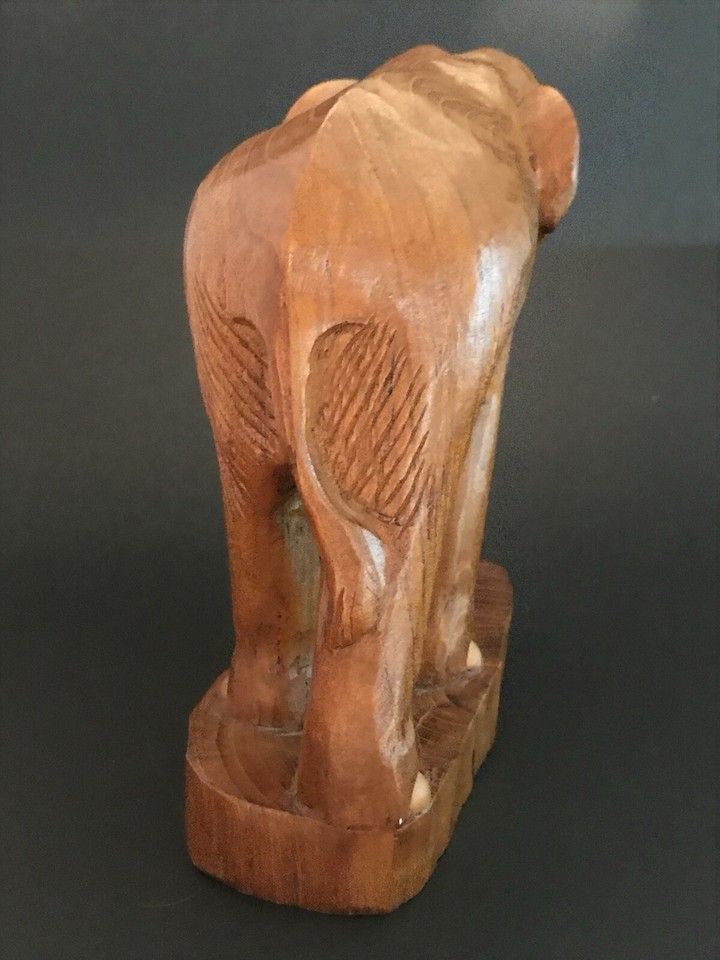 Vintage Large Hand Carved Wooden Teak Elephant Statue Made In Thailand ...