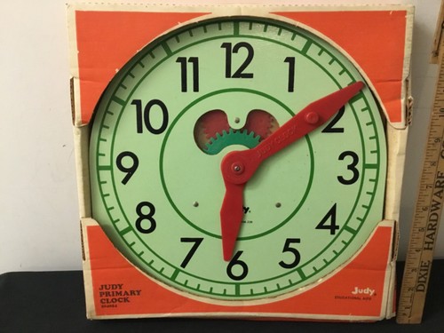 Vintage Rare Green Original JUDY CLOCK Large 209040 Teach Time Home ...
