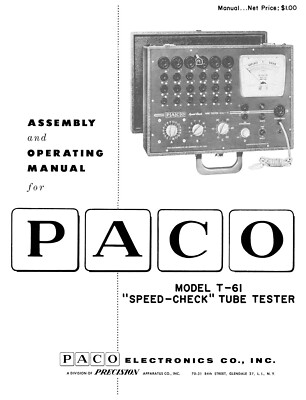 Paco T61 T-61 Tube Tester Kit Manual | eBay