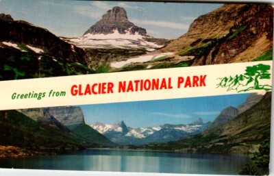 Chrome Postcard Banner Glacier National Park Montana MT Clements St ...