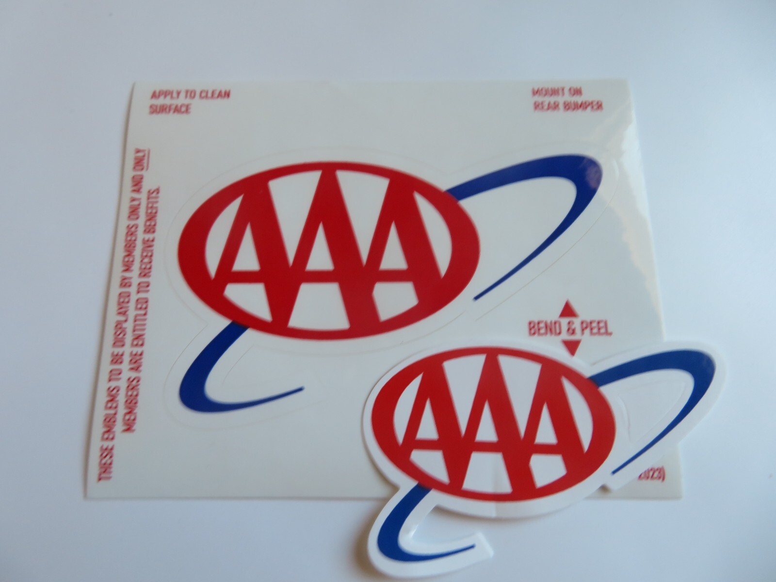 AAA Automobile Club NEW Rear Bumper Decal Stickers Lot of 2 - bend ...