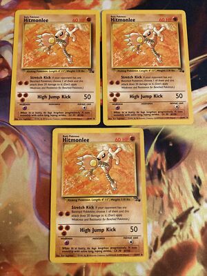 3x Pokémon TCG Hitmonlee Rare 22/62 Fossil 1999 WOTC Unlimited LP Cards ...