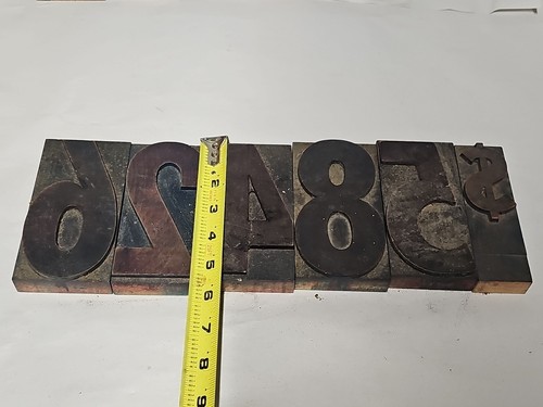 Vintage Lot Of 30 LETTERPRESS WOOD TYPE Various Numbers Sizes & Symbols ...