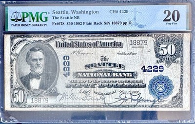 1902 $50 Seattle National Bank , Washington PMG 20 Fr.678 CH#4229. 12 ...